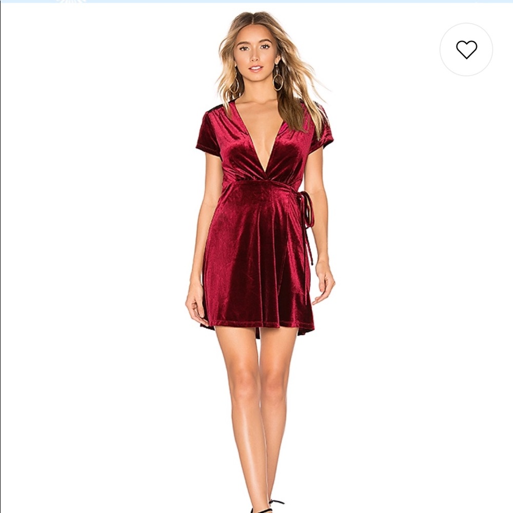 Revolve: About Us Red Velvet Mimi Dress - Gem